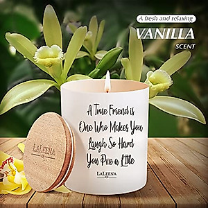 LaLeena Friendship Candle Presents for Friends - Scented Candle - Funny Candles for Home - Birthday Presents for Friends (Large 14 oz) (Laugh So Hard Pee a Little, Vanilla)