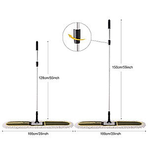 CLEANHOME 36" Commercial Dust Mops with 4 Washable Microfiber Mop Pads for Floor Cleaning Heavy Duty Hotel Company Household Cleaning Supplies for Hardwood, Tiles, Marble Floors