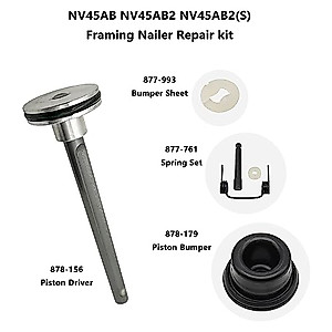 878-156 878-179 877-993 877-761 Set Aftermarket Piston Driver, Piston Bumper, Feeder Spring, Bumper Sheet for Hitachi NV45AB NV45AB2 NV45AB2(S) Framing Nailer