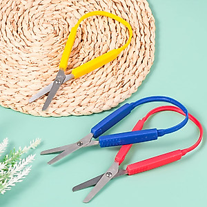3PCS Scissors Adaptive Toddler Scissors Handle Self-Opening Scissors Cutting Grip Scissor Set Craft Easy-Open Squeeze Handle For Kids Children Adults Schools Special Needs