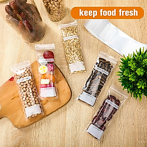 Fuyoooo 200 Count 2.4 x 5.9 Inch Portion Control Storage Bags Plastic Clear Reclosable Zip Poly Bags with Lock Seal Zipper 1 Full Cup Measurement Lines Easy Macros for Nuts Sweets Supplements