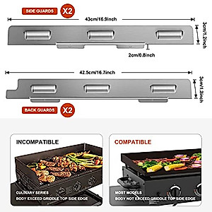 Demao Wind Guard for Blackstone Griddle 36 Inch,Stainless Steel Magnetic Wind Guard,Grill Accessories for Outdoor Cooking,Compatible with Rear Grease Cup, Hood and Side Shelf.