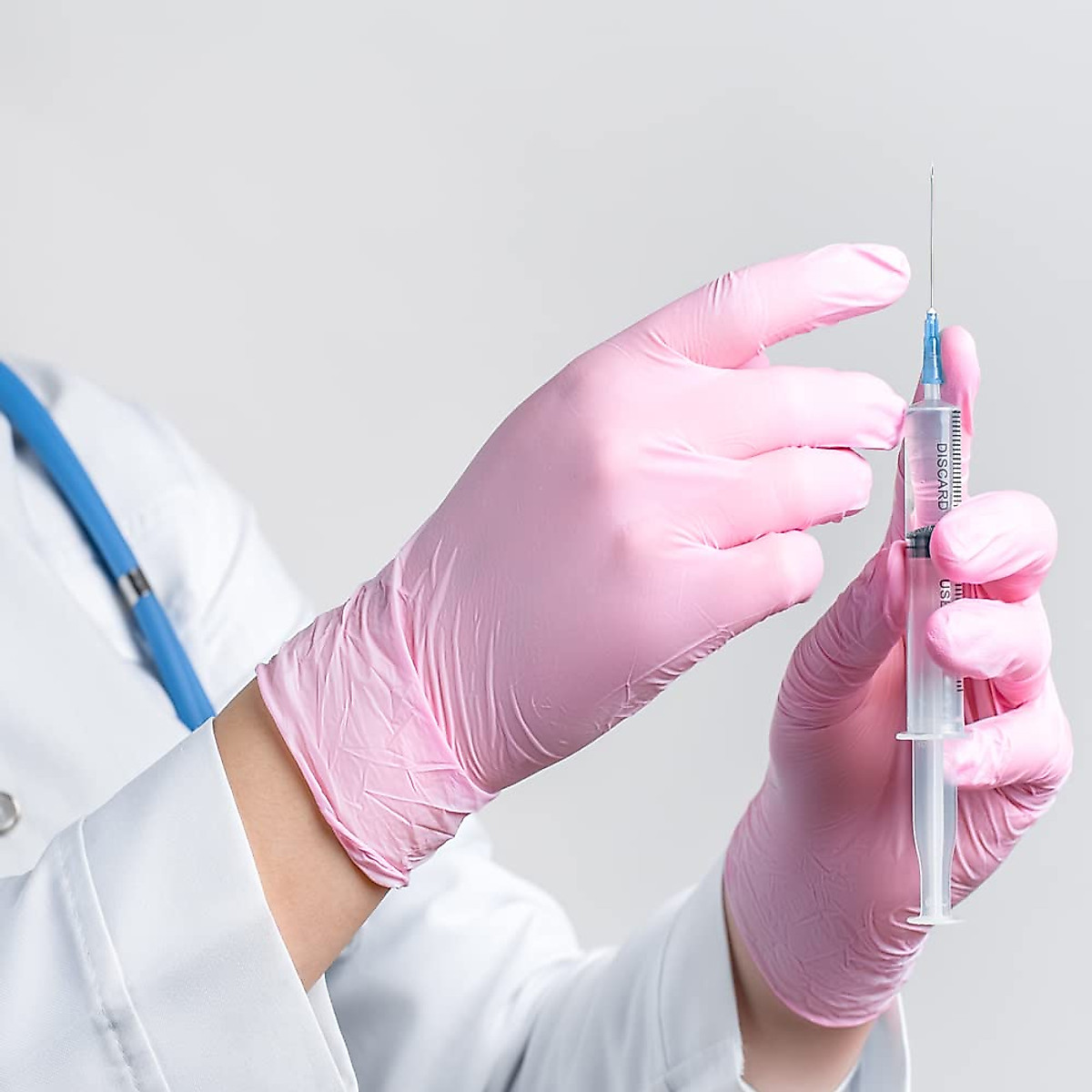 200-2000 PCS Tronex Pink XS - XL Nitrile Exam Gloves Chemo Rated Finger Textured Powder Free Medical Grade Non Latex Disposable Gloves (2000, XS)