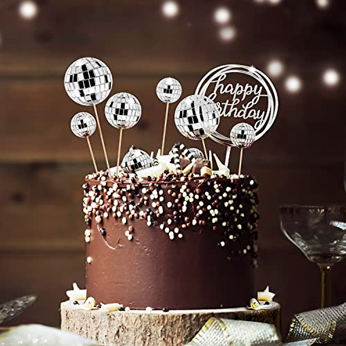 21 PCS Disco Ball Cake Decoration 1970s Disco Cake Decoration Disco Theme Cake Decoration for Birthday Christmas Disco Theme 70s Party Dance Party Supplies