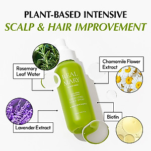 RATED GREEN REAL MARY Energizing Biotin Hair Growth Spray for Thinning Hair and Scalp for Men & Women - Rosemary and Ginger Scalp Spray | 4.06 fl oz