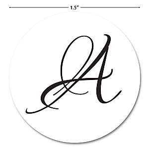 Brush Initial Envelope Seals- Set of 144 Self-Adhesive, Flat-Sheet, 1-1/2" Sticker Seals Monogram, by Colorful Images