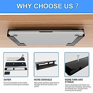 GOME Laptop Wall Mount Metal Bracket with Felt Board to Protect Your Laptop, Laptop Wall Mount Holder Shelf with Screws to Enhanced Stability