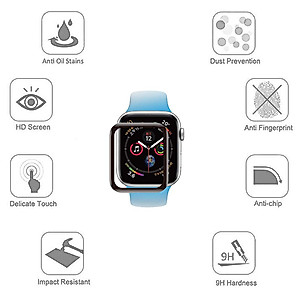 SNSIR Screen Protector 44mm for Apple watch Series 6/SE Series 5/4 [2 Pack] [Tempered Glass] Full Coverage Protective Foil 9H 2.5D (Black 44mm)