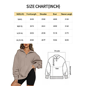 Trendy Queen Womens Zip Up Hoodies Oversized Sweatshirts Preppy Clothes Fall Teen Girls Outfits Fashion Crewneck Pullover CoffeeGrey M