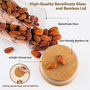 Tyniaide Glass Storage Jars with Airtight Lids 26oz, Set Of 2 Glass Airtight Food Storage Containers, Clear Glass Food Canister for Coffee, Candy, Cookie, Rice, Sugar, Flour, Pasta, Nuts - Bamboo Lids