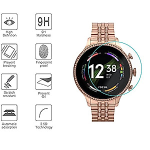 Xinhewong 3-Pack for Fossil Gen 6 Smartwatch (42mm) Smartwatch Screen Protector Tempered Glass for Fossil Gen 6 Smartwatch 42mm Smartwatch [2.5D 9H Hardness][Anti-Scratch]