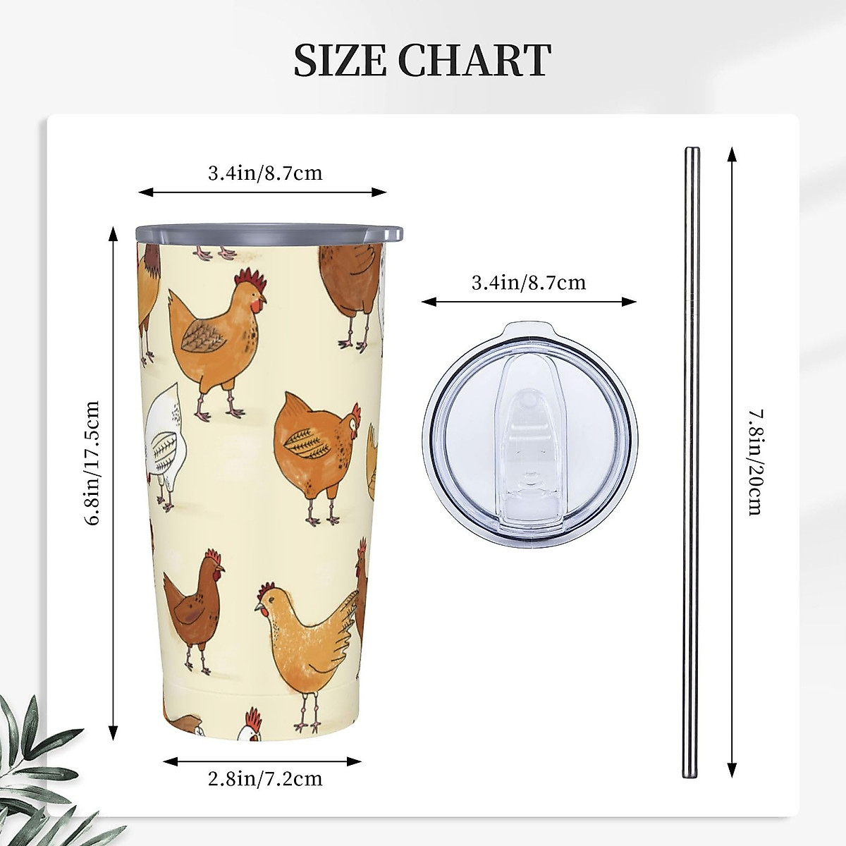 A Brood Of Chickens 20oz Tumbler Stainless Steel Vacuum Insulated Double Wall Travel Tumbler, Durable Insulated Coffee Mug, Thermal Cup With Lid and Straw for Hot & Cold Drinks