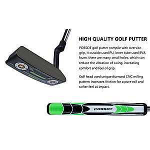 POSSOT Golf Putter CNC Milled Premium Putter Golf Beautiful Screw Decoration Putter Head Sturdy Putter Shaft Right Handed Perfect Alignment Legal for Tournament Play, PU Grip