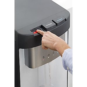 GE Bottom-Loading Tri-Temperature Water Dispenser | 5 Gallon Water Cooler for Home or Office | 3 Temperature Settings | Taller 13" Dispenser Height | No Lift Bottom Loading | LED Light | Charcoal