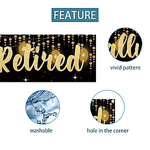 Officially Retired Banner Decorations, Large Happy Retirement Party Décor Supplies Porch Sign for Outdoor Indoor (9.8x1.6ft)