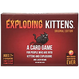 Exploding Kittens Card Game - Original Edition, Fun Family Games for Adults Teens & Kids - Fun Russian Roulette Card Games - 15 Min, Ages 7+, 2-5 Players