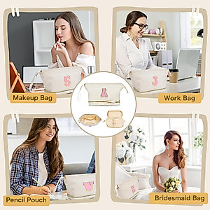 Birthday Gifts for Girls, Personalized Initial Women Makeup Bag, Travel Make up Bag Cosmetic Case Preppy Stuff Bags for Girlfriend Wife Teacher 18th Birthday Gifts for Girls Teen Girl Gift Trendy - A