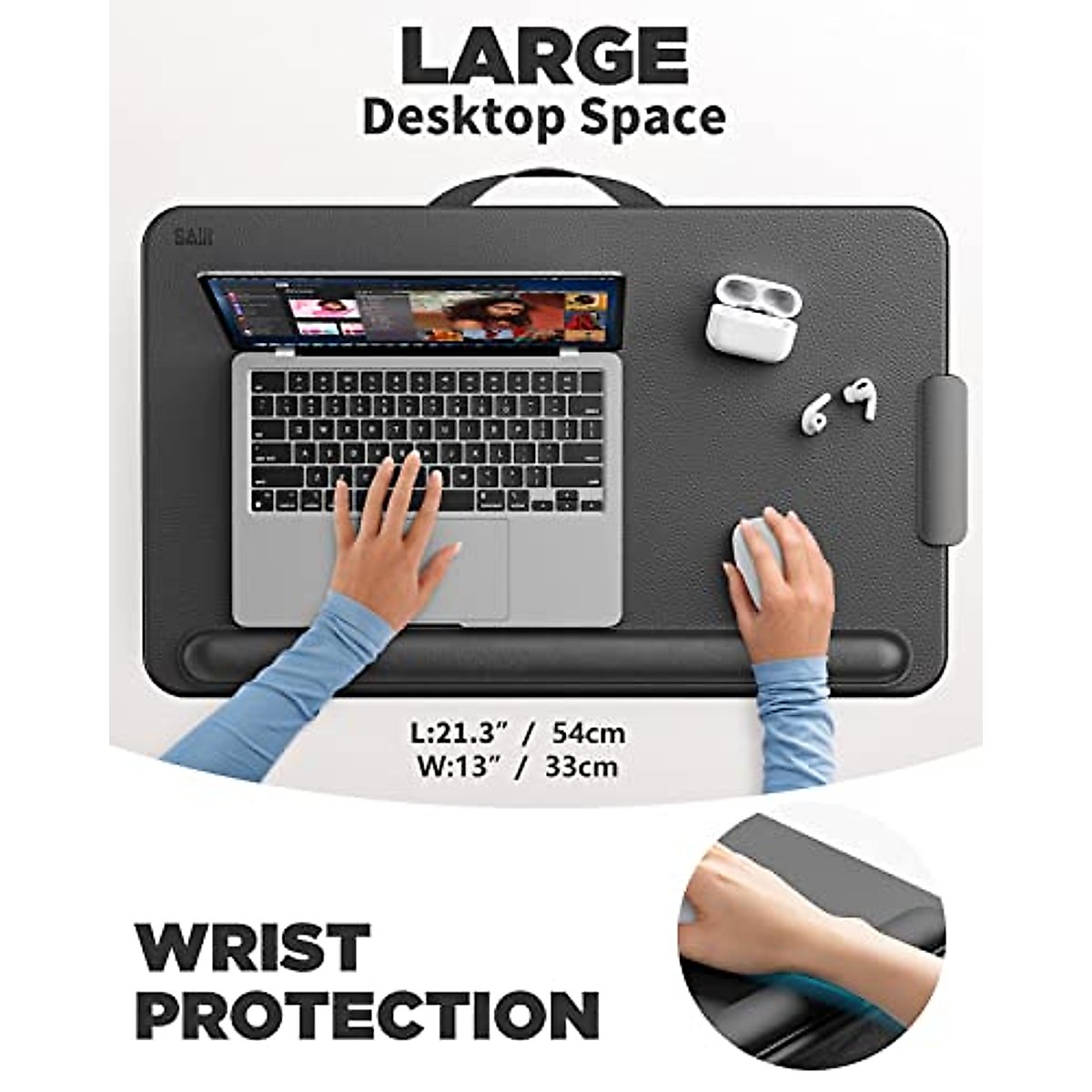 SAIJI Laptop Lap Desk, Portable Laptop Desk for Bed - Fits Up to 17" Laptop & MacBook,Lightweight Tray Table with Storage Drawer, Lap Desk with Cushion, Lap Computer Desk for Laptop