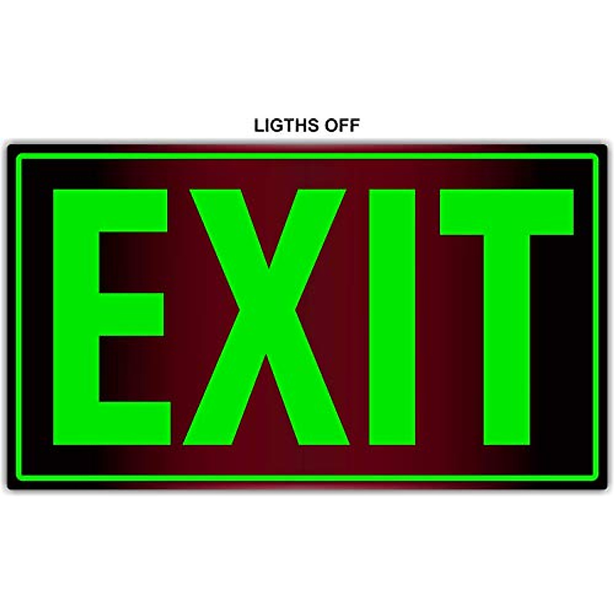 Photoluminescent Exit Sign (Red) / Pack of 2 / UV Inks on Aluminum. Heat Resistant | Cold Tolerant | Weather Proof. MADE IN USA.