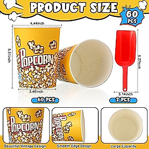 Colarr 31 Pack 32 oz Popcorn Buckets Reusable Popcorn Container Greaseproof Paper Popcorn Tub with Plastic Popcorn Scoop for Home, Theater Movie Night, Circus, Carnival Theme Party Decorations