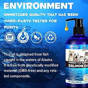 Alaskan Salmon Oil for Dogs & Cats (8.8 oz) - Pure Omega 3 Fish Oil with Omega 6 Fatty Acids, EPA & DHA - Anti-inflammation for Dogs Skin and Coat - Natural Pet Joint, Immune, Brian & Heart Supplement