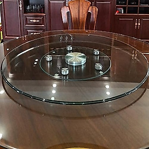 BPILOT Swivel Turntable Lazy Susan，Round Tempered Glass Table Top With Heavy Duty Aluminium Alloy Smooth Swivel Plate For Serving Trade Show Displays,customizable (Color : Clear, Size : 85cm)