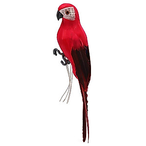 LWINGFLYER Artificial Parrot Life Size Artificial Simulation Foam Feather Parrot Macaw Bird for Costume Shoulder Ornament Modern Home Garden Party Decoration (9.8inch/25cm, Red)
