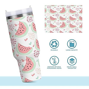 RPLIFE Colorful Watermelon Slices Stainless Steel Coffee Cup, Insulated Tumbler with Straw, Tumbler for Men