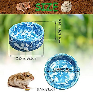kathson 2 Pcs Hamster Food Bowl Guinea Pig Ceramic Water Bowl Small Animal Feeding Dish for Dwarf Hamster Gerbil Syrian Ferret Hedgehog Chinchilla Bunny (Blue)…