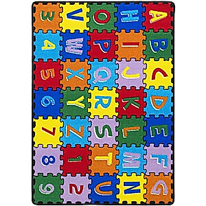 Mybecca Kids Rug ABC Puzzle Area Rug Educational Alphabet Letter & Numbers 8 x 11-Non Slip Gel Backing Size approximate: 7' feet 2" inch by 10' ft (7'2" X 10')