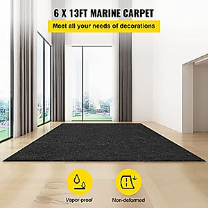 VEVOR Marine Carpet, 6 x 13 ft Boat Carpeting, Charcoal Black Marine Grade Boat Carpet, Indoor/Outdoor Marine Carpeting w/ Water-proof TPR Backing, Water-proof Carpet Roll for Home, Patio, Porch, Deck