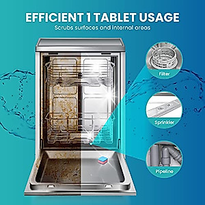 Maravello Dishwasher Cleaner And Powerful Formula Washer Cleaner Tablets For HE Front Loader And Top Load, Septic Tank Safe,12 Months Supply