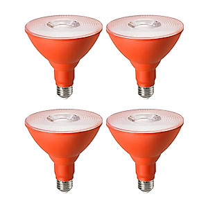 EDISHINE Christmas PAR38 Orange LED Flood Light Bulbs Outdoor, Dimmable Orange LED Light Bulb, 18W(120W Equivalent), Orange Flood Lights Bulb for Christmas Decorations, E26 Base, ETL Listed, 4 Pack
