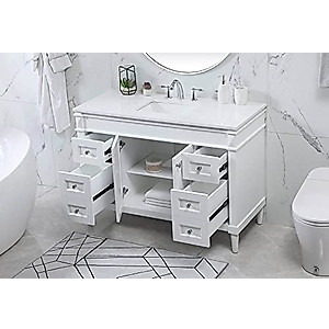 Elegant Decor Indoor Modern Under Sink Bathroom Fixtures Storage Organizer Cabinet 48 inch Single Bathroom Vanity - White