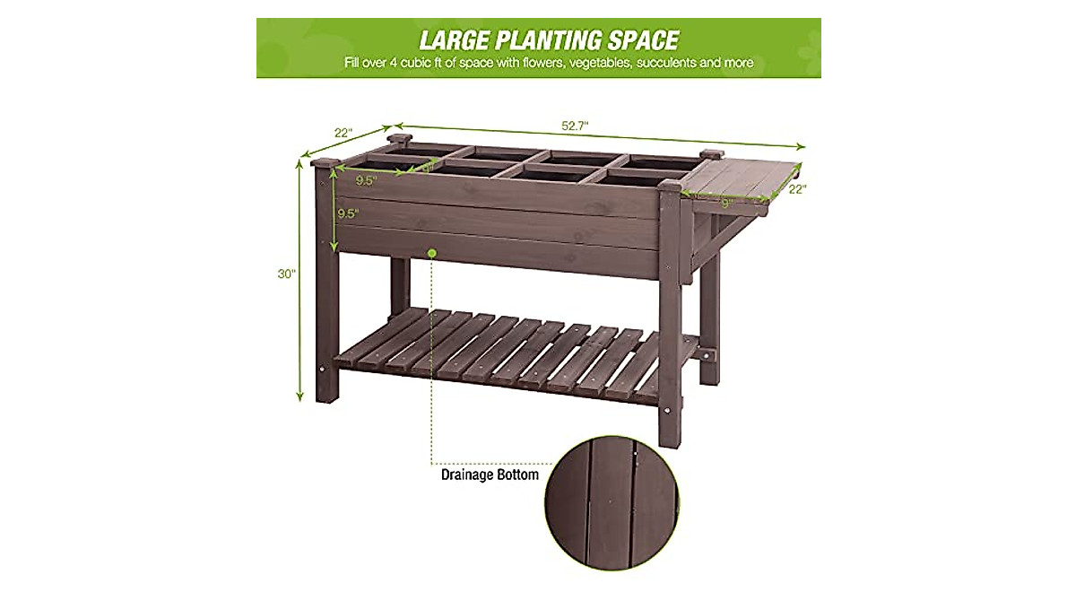 GUTINNEEN Raised Garden Bed for Herbs, Patio Elevated Flower Planter ...