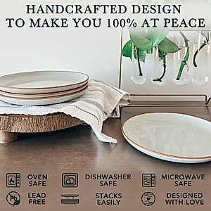 Mora Ceramic Plates Set, 7.8 in - Set of 6 - The Dessert, Salad, Appetizer, Small Dinner etc Plate. Microwave, Oven, and Dishwasher Safe, Scratch Resistant. Kitchen Porcelain Dish - Earl Grey