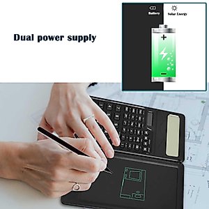 Solar Scientific Calculators with Notepad for Students,10-Digit LCD Large Screen,Solar and Battery Dual Power,Math Calculator with Notepad for Middle High School&College(Black)