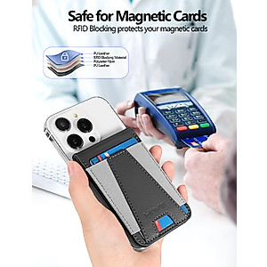 Magnetic Card Wallet Holder for Apple Magsafe, Designed for MagSafe Wallet, Eiffel-Tower Leather Magnetic Wallet with Adjustable Stand for iPhone 15 Pro/15/14/13/12 Series, Fit 8 Cards (Black)