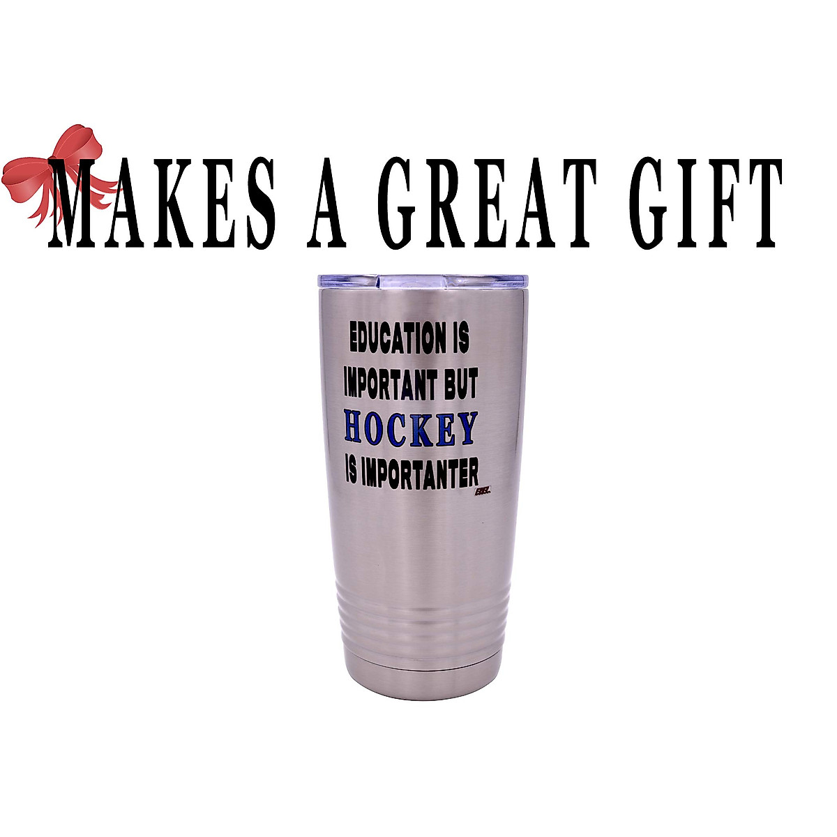 Rogue River Tactical Funny Hockey PLayer 20 Oz. Travel Tumbler Mug Cup w/Lid Education Important Gift Idea