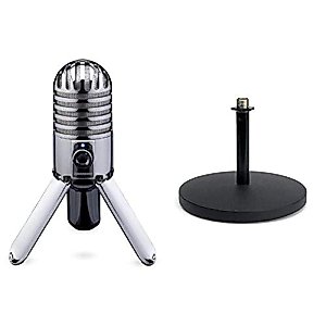 Samson Meteor Mic USB Studio/Podcast Mikrofon silber + Samson MD5 Mikrofon Tischstativ Bundle