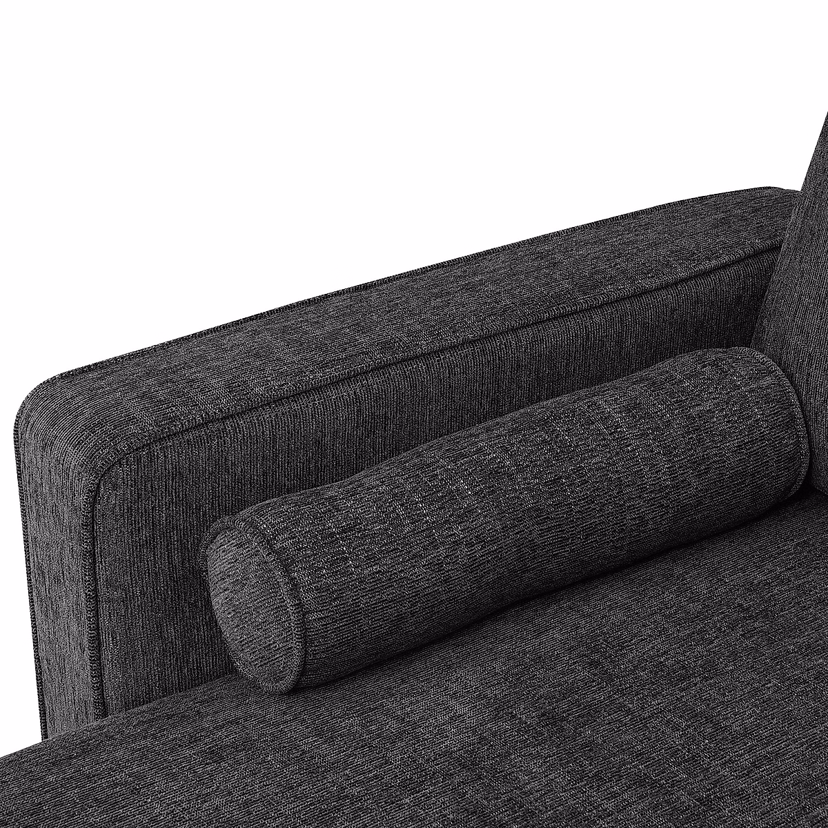 POCIYIHOME 86" Convertible Sectional 2 Pillows, Modern Chenille L-Shaped Couch with Reversible Chaise Lounge, 3-Seater Sofa, Fit for Living Room,Office,Apartment, Polyester, Dark Grey