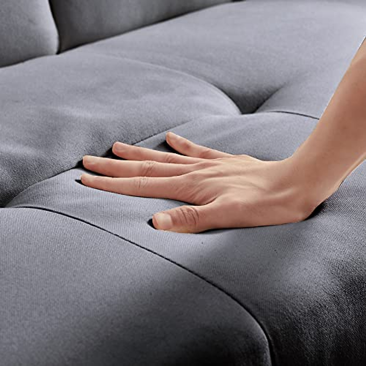 67" Modern Linen Upholstered Futon Sofa Convertible Sleeper Couch Bed Daybed Loveseat,Folding Recliner with 2 Cup Holders,Metal Legs,Removable Soft Pillow-Top Armrest for Living Room Compact Space