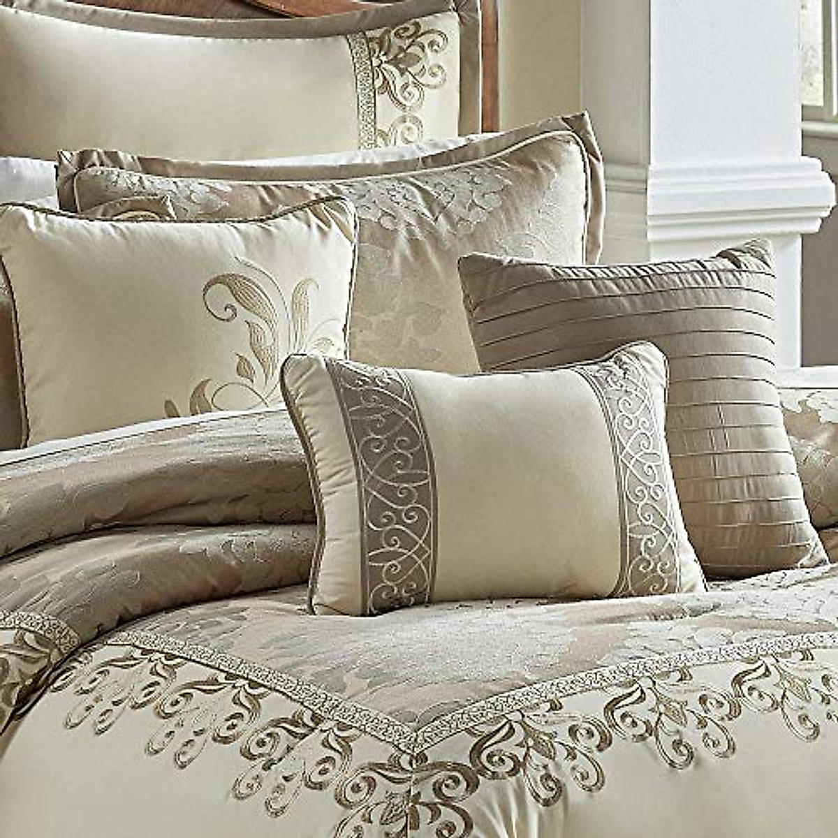 Riverbrook Home 100% Polyester Comforter Set, King, Hillcrest - Ivory/Gold, 10 Piece Set