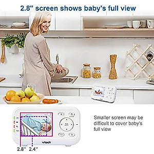 VTech Video Baby Monitor with 1000ft Long Range, Auto Night Vision, 2.8” Screen, 2-Way Audio Talk, Temperature Sensor, Power Saving Mode, Lullabies and Wall-mountable Camera with bracket, White