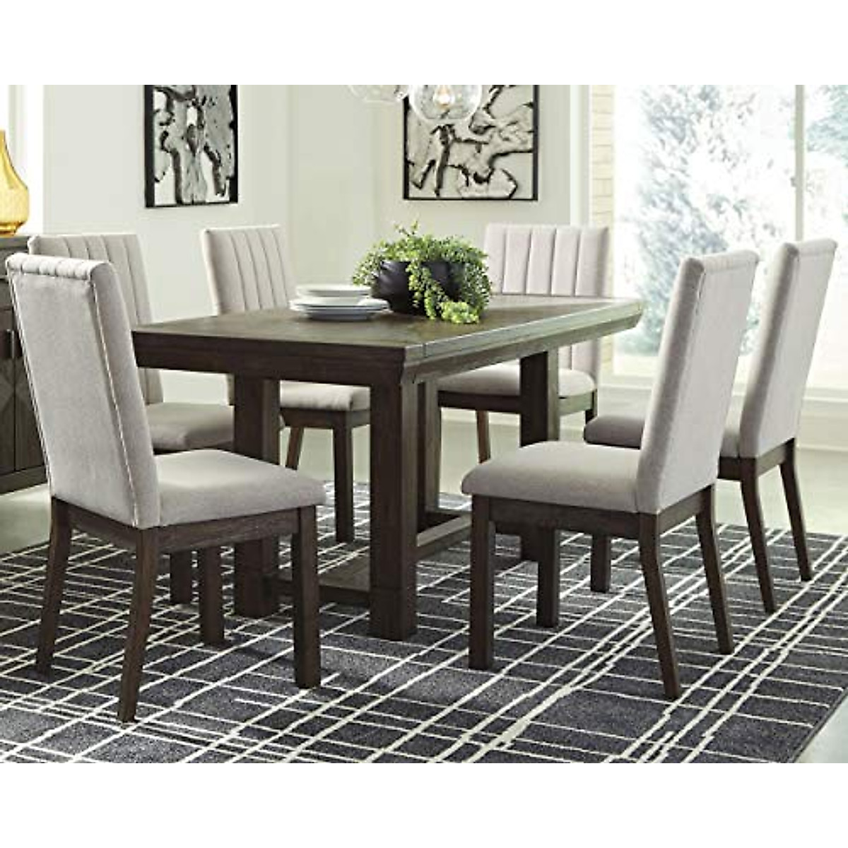 Signature Design by Ashley Dellbeck Casual Rectangular Dining Extension Table, Seats up to 8, Dark Brown