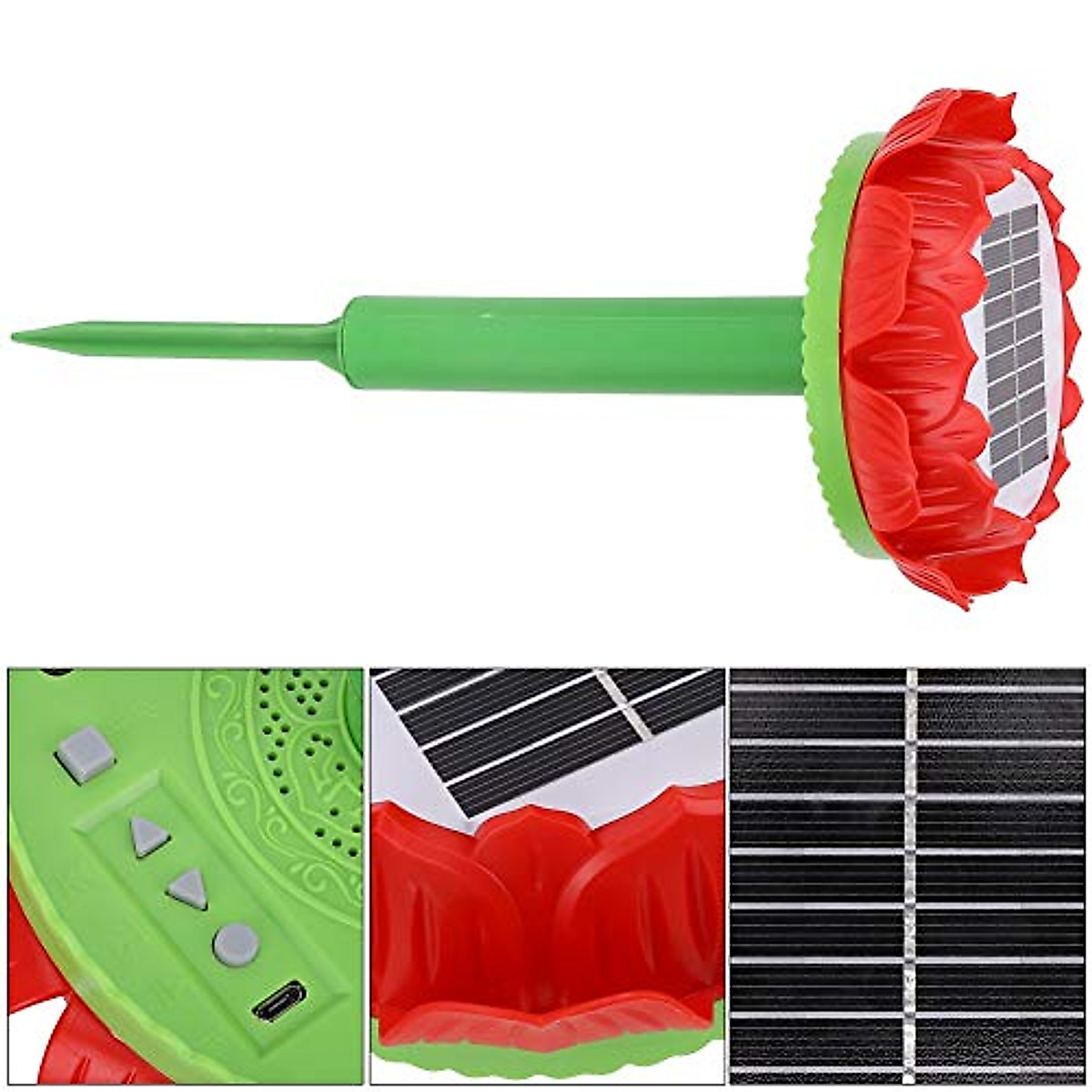 Zerodis Mini Buddha Music Player Machine Lotus Shape Outdoor Rain Proof Buddhist Chanting Player Praying Song 48 Buddhist Songs(Red)