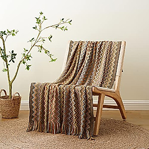 BATTILO HOME Boho Throw Blanket , Yellow Throw Blankets for Couch Bed Sofa , Fall Decorative Blankets with Tassel, Soft Lightweight Mexcian Afgan Blankets and Throws, 50"x80" (Yellow)