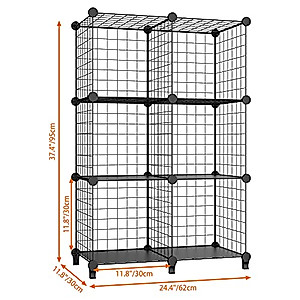 HOMIDEC Closet Organizers and Storage, 6 Storage Cubes, Wire Cube Storage DIY Room Storage Shelf for Garment Racks, Closet, Wardrobe
