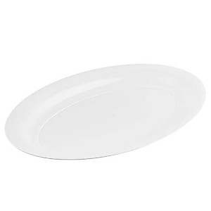 Plasticpro Plastic Oval Serving Trays - Serving Platters Oval 11 X 16 Disposable Party Dish White Pack of 4