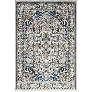 Abani Savoy Collection Area Rug - Blue and Green Vintage Design -7'9"' x 10'2" - Easy to Clean - Durable for Kids and Pets - Non-Shedding - Medium Pile - Soft Feel - for Living Room, Bedroom & Office